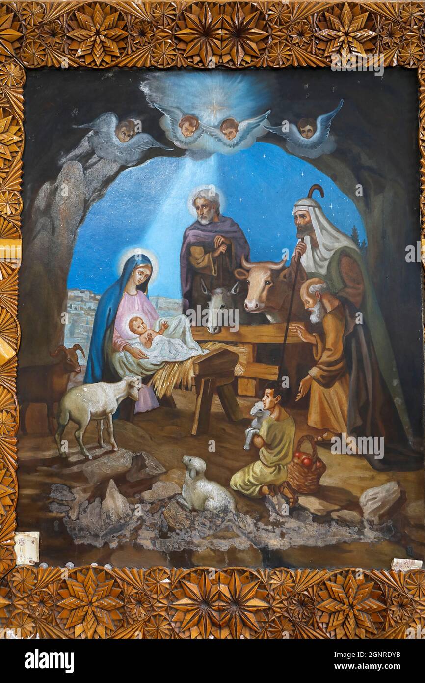 Hancu monastery church icon, Moldova. Nativity scene Stock Photo - Alamy