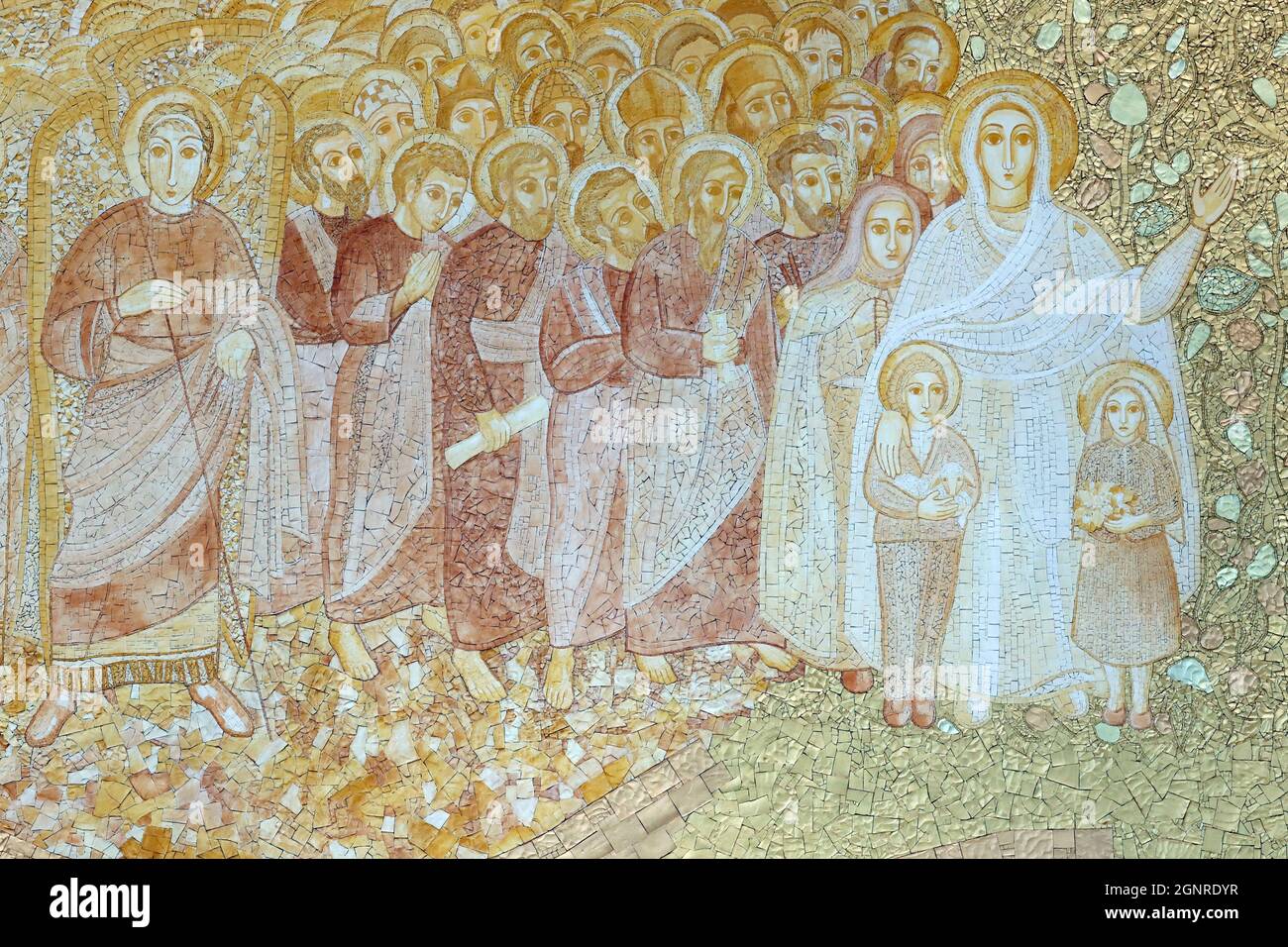 Basilica of the Holy Trinity. Large golden mosaic panel by Marko Ivan ...