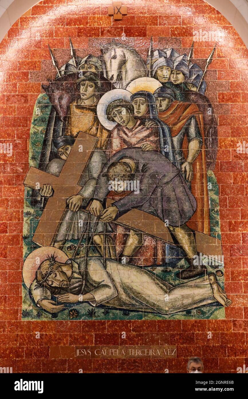 Sanctuary of Fatima. Way of the Cross. Jesus falls for the third time ...