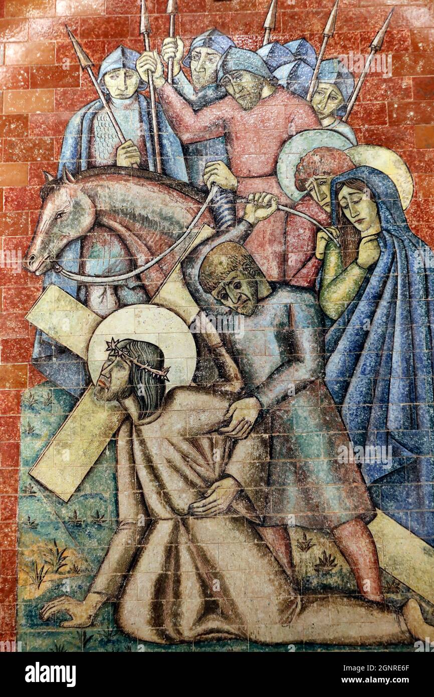 Sanctuary of Fatima. Way of the Cross. Jesus falls for the first time ...