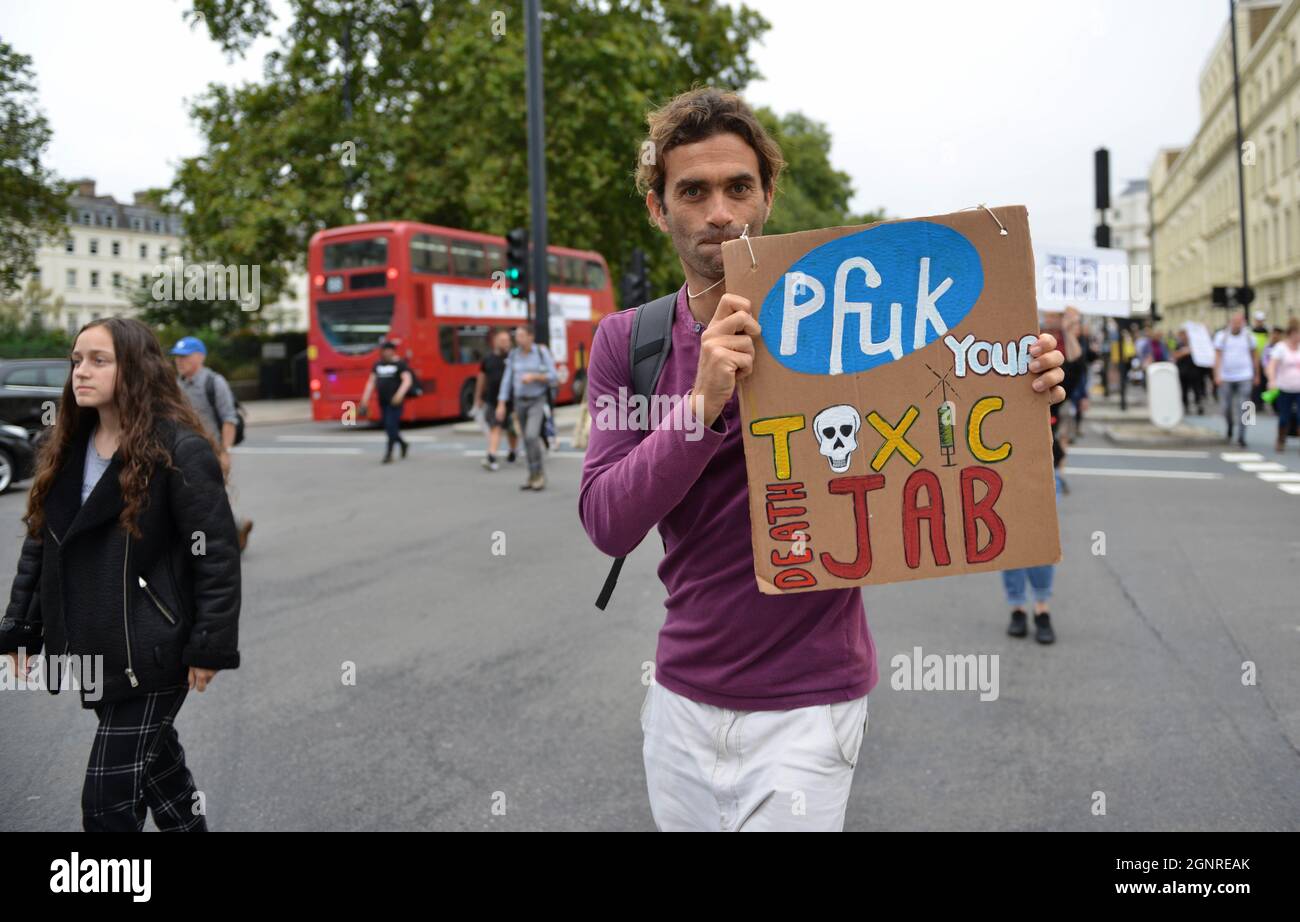 A protester holding a placard expressing his opinion, during the ...