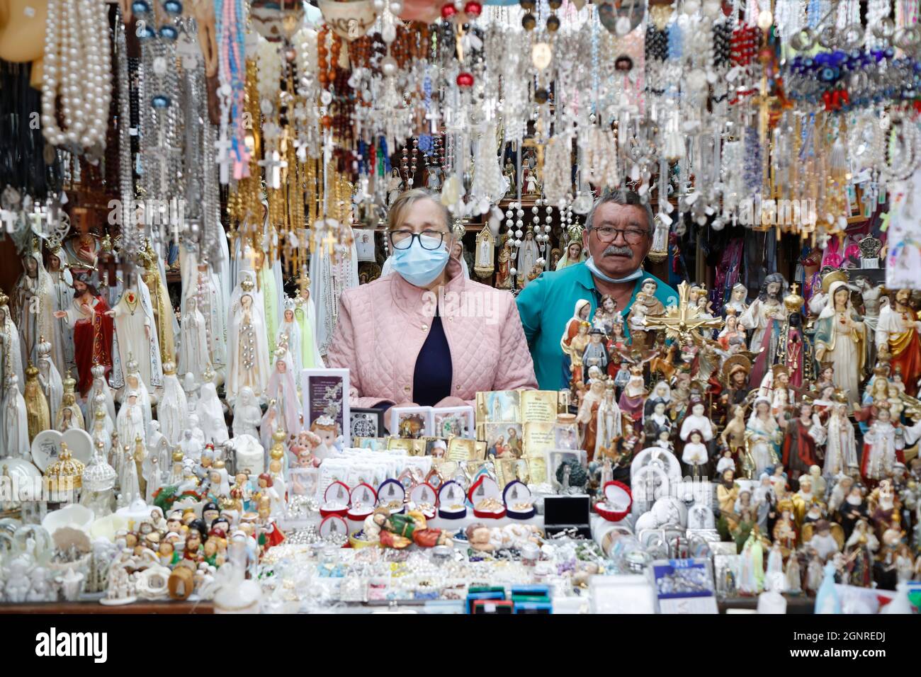 Sanctuary of Fatima. Street store with religion souvenirs. Portugal ...