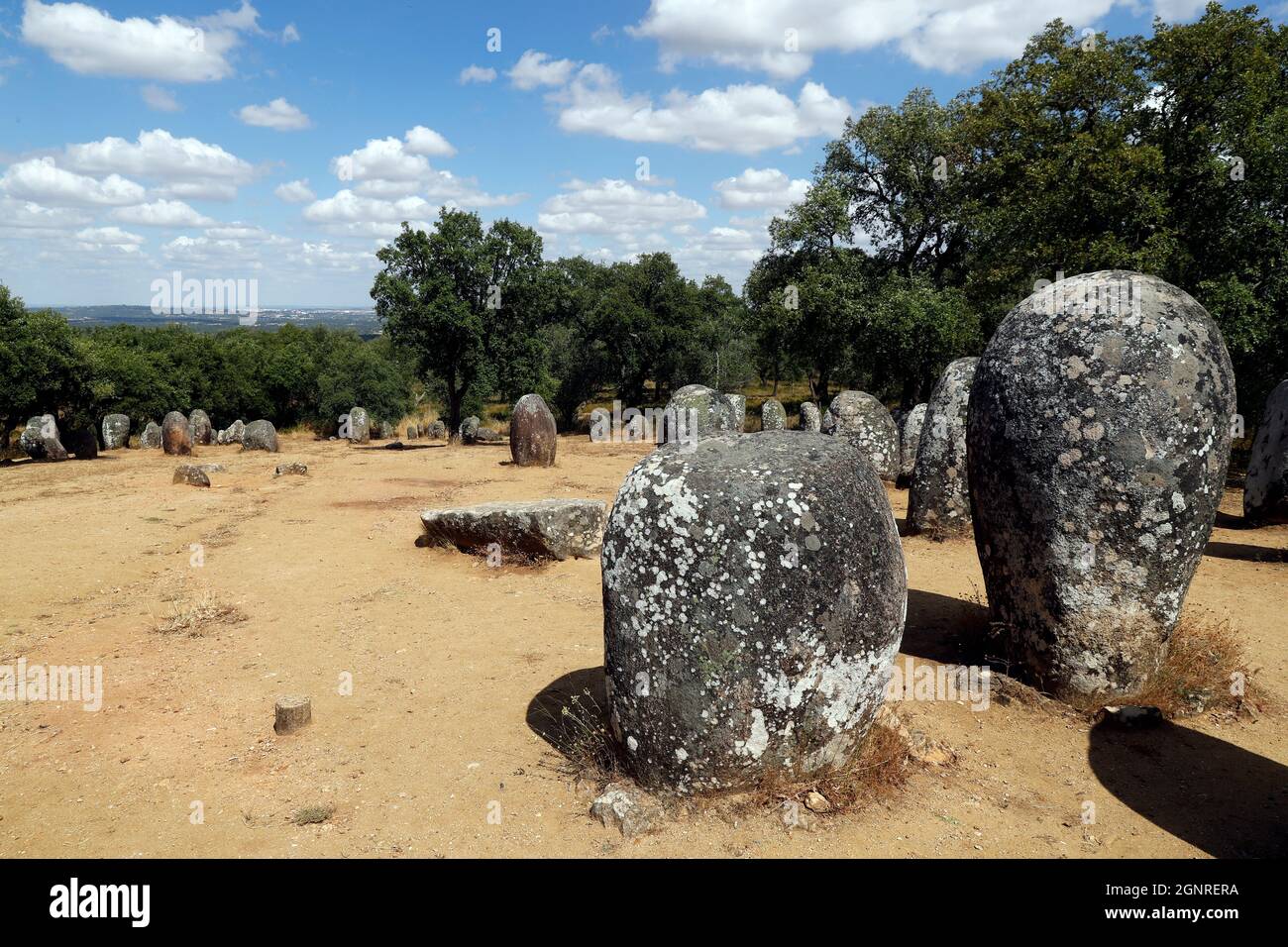 The Cromlech of the Almendres is a megalithic complex. It is one of ...