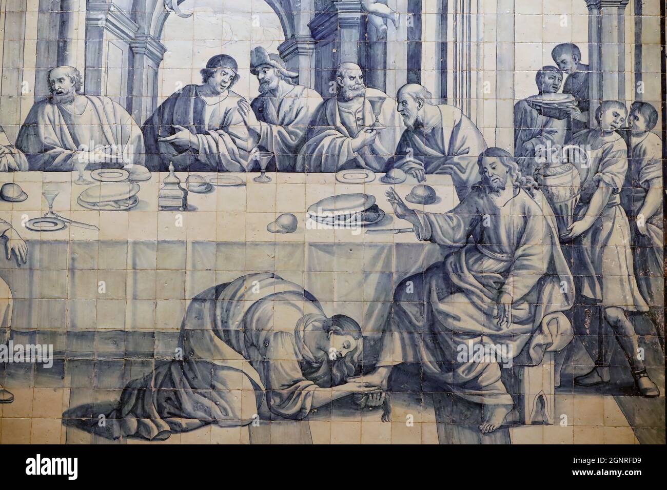 Church of Mercy. Azulejos. Jesus is anointed by a sinful woman in Luke ...