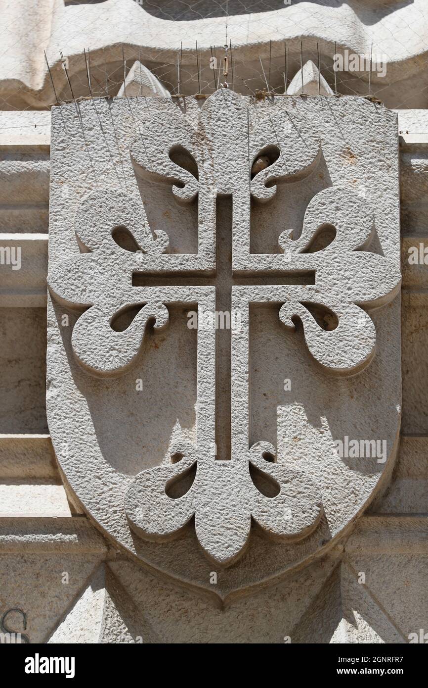 Santo Condestavel church. Christian cross. Lisbon. Portugal Stock Photo ...