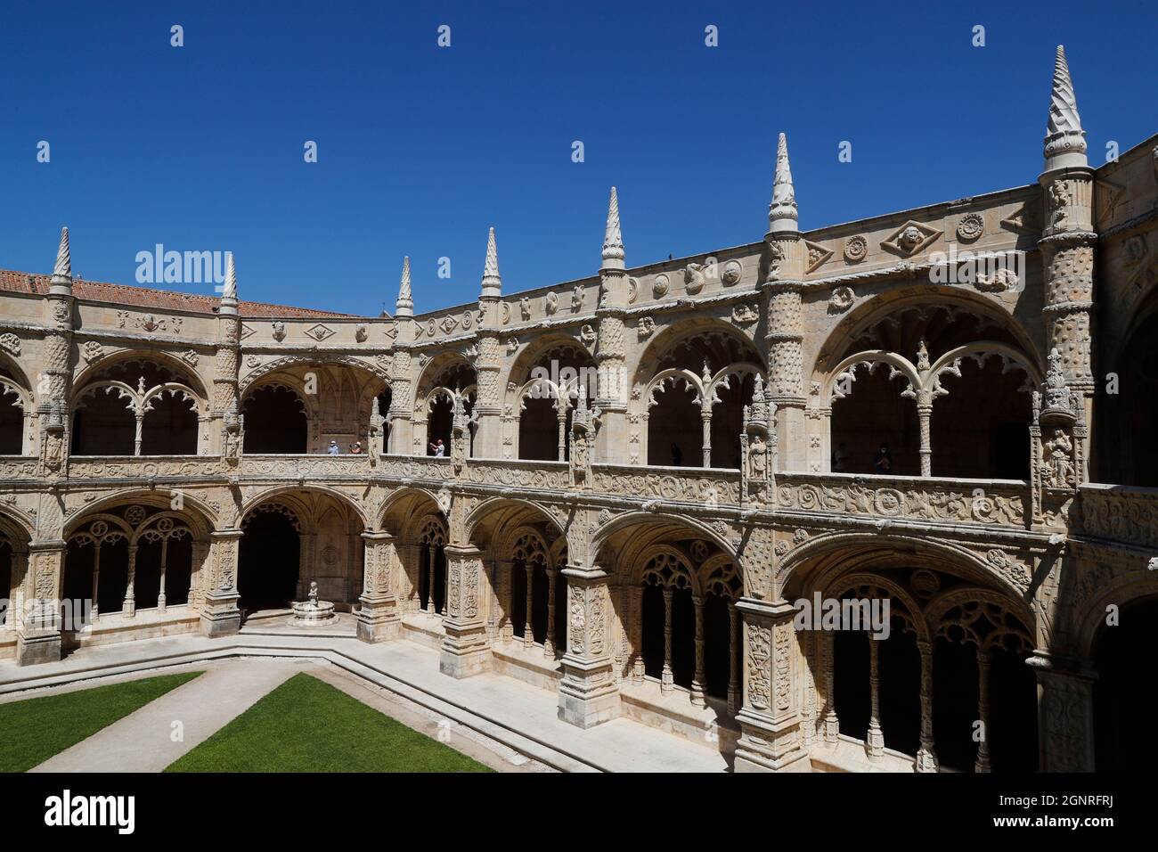 The Jeronimos Monastery or Hieronymites Monastery. The cloister. Lisbon ...