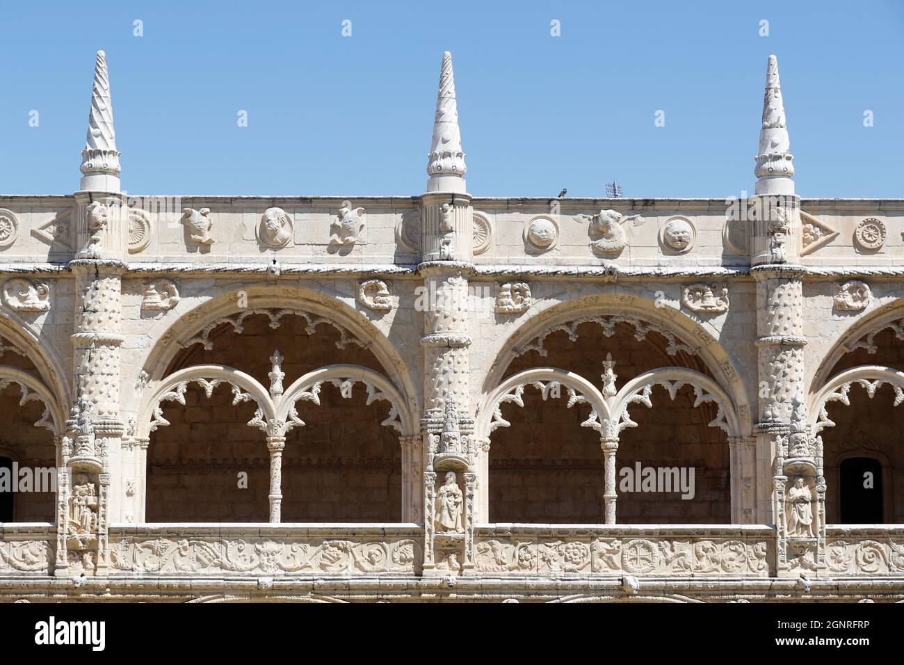 The Jeronimos Monastery or Hieronymites Monastery. The cloister. Lisbon ...
