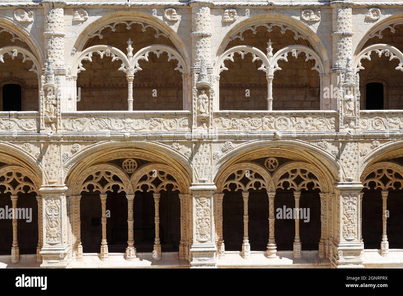 The Jeronimos Monastery or Hieronymites Monastery. The cloister. Lisbon ...