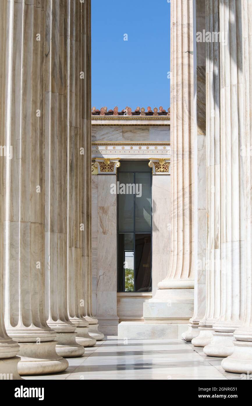 ATHENS, GREECE - Sep 09, 2021: magnificent columns of Ionic style, and ...