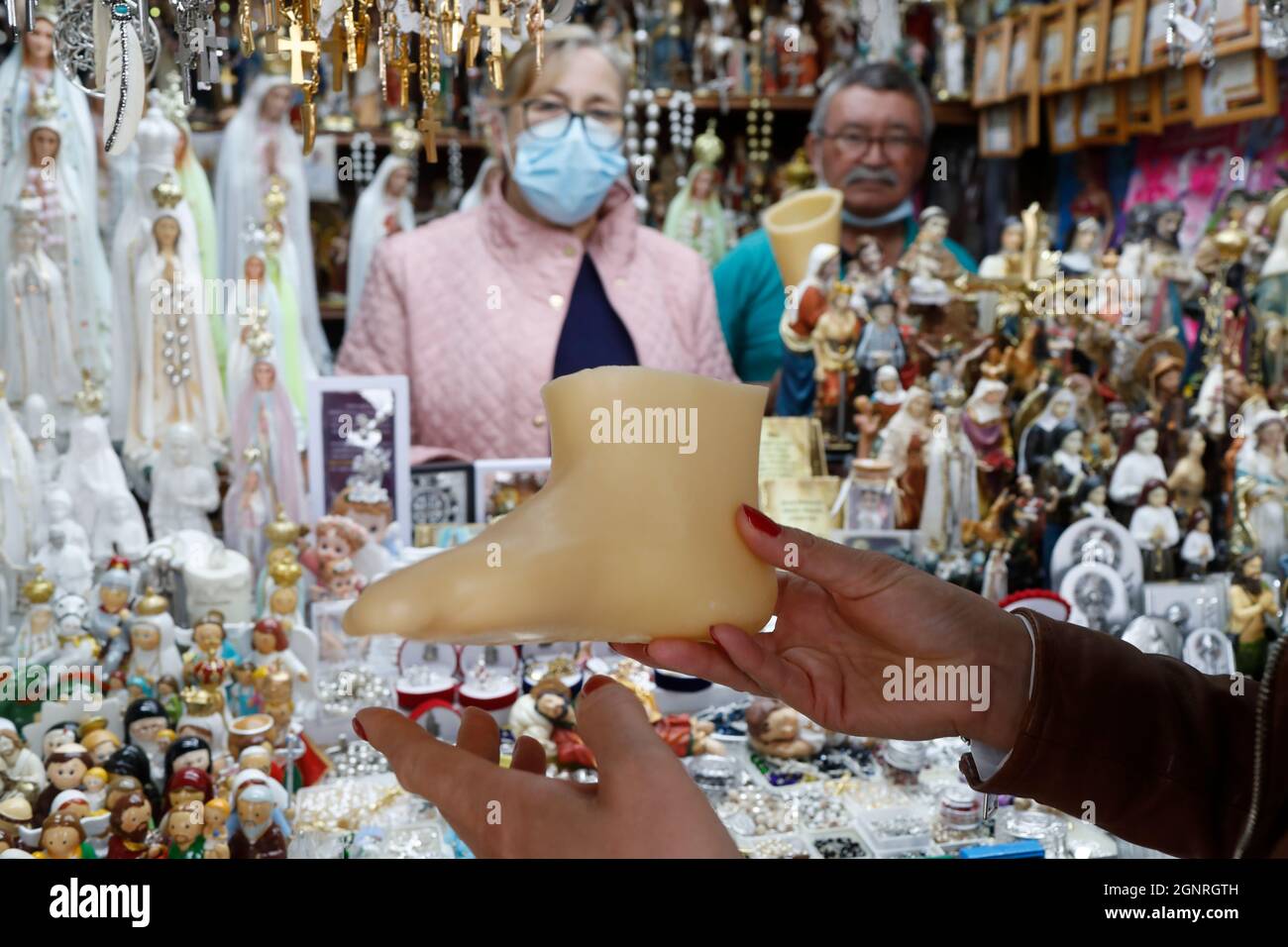 Sanctuary of Fatima. Street store with religion souvenirs. Portugal ...