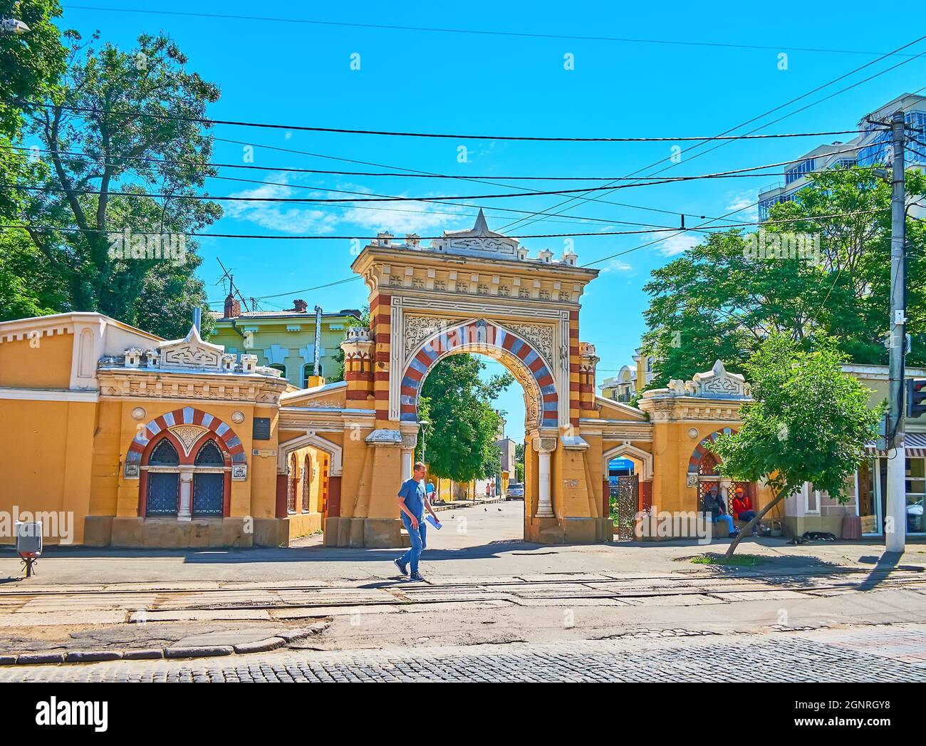 ODESSA, UKRAINE - June 18, 2021: Historic Moorish Arch, decorated with ...
