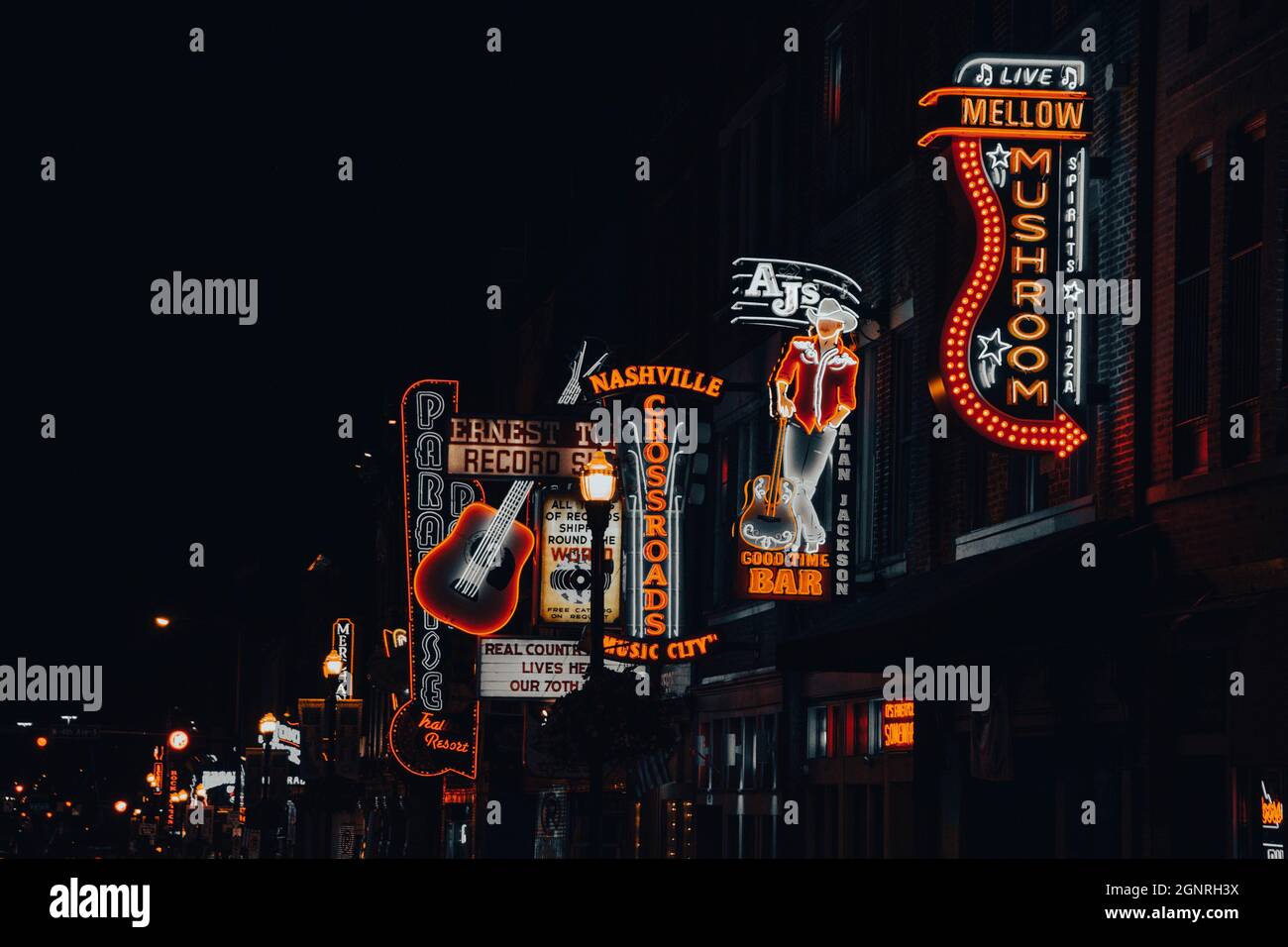 Neon Honky Tonk signs on Broadway in Nashville Stock Photo - Alamy