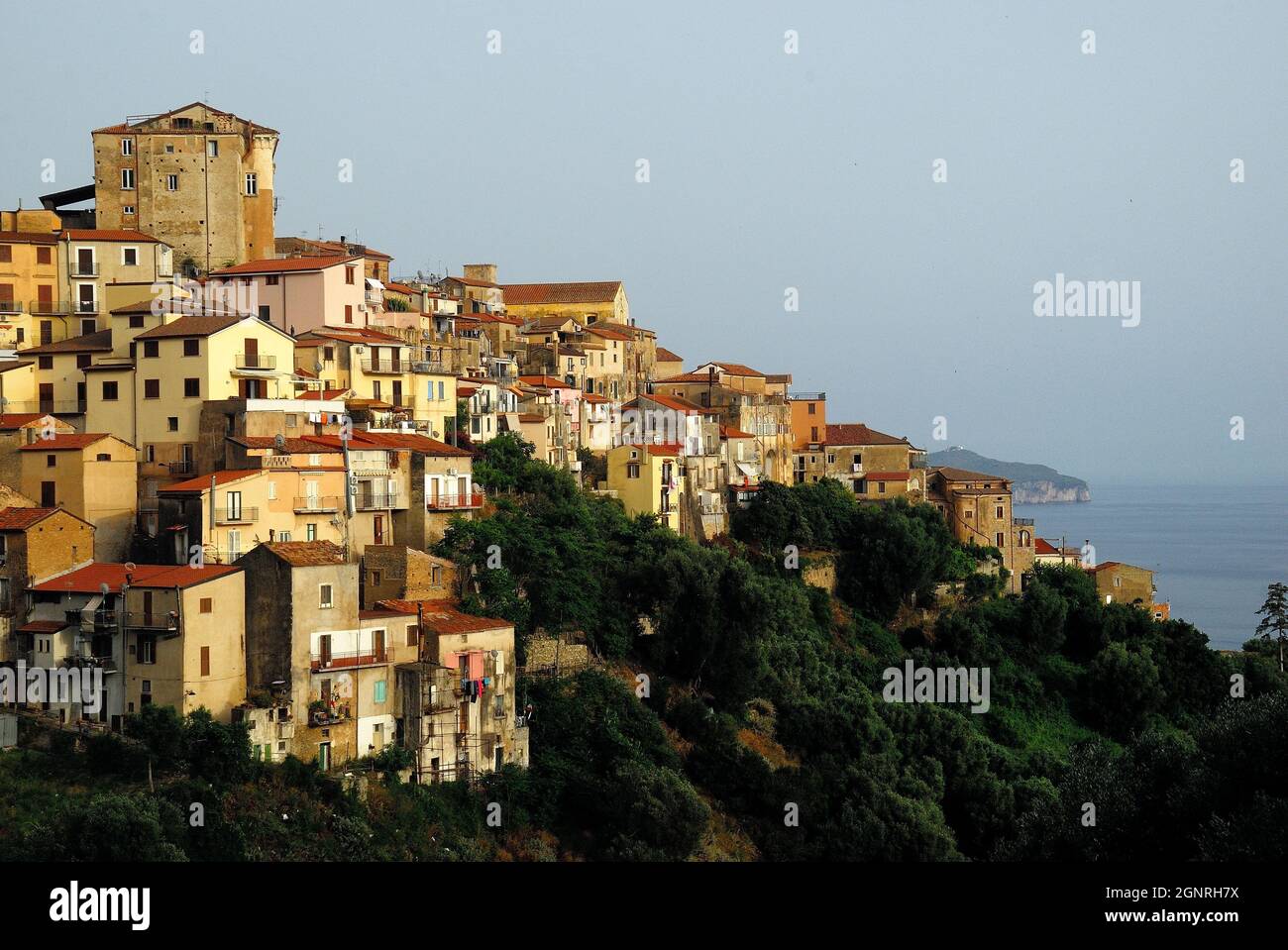 Little town of Pisciotta perched between the sea and the olive trees ...
