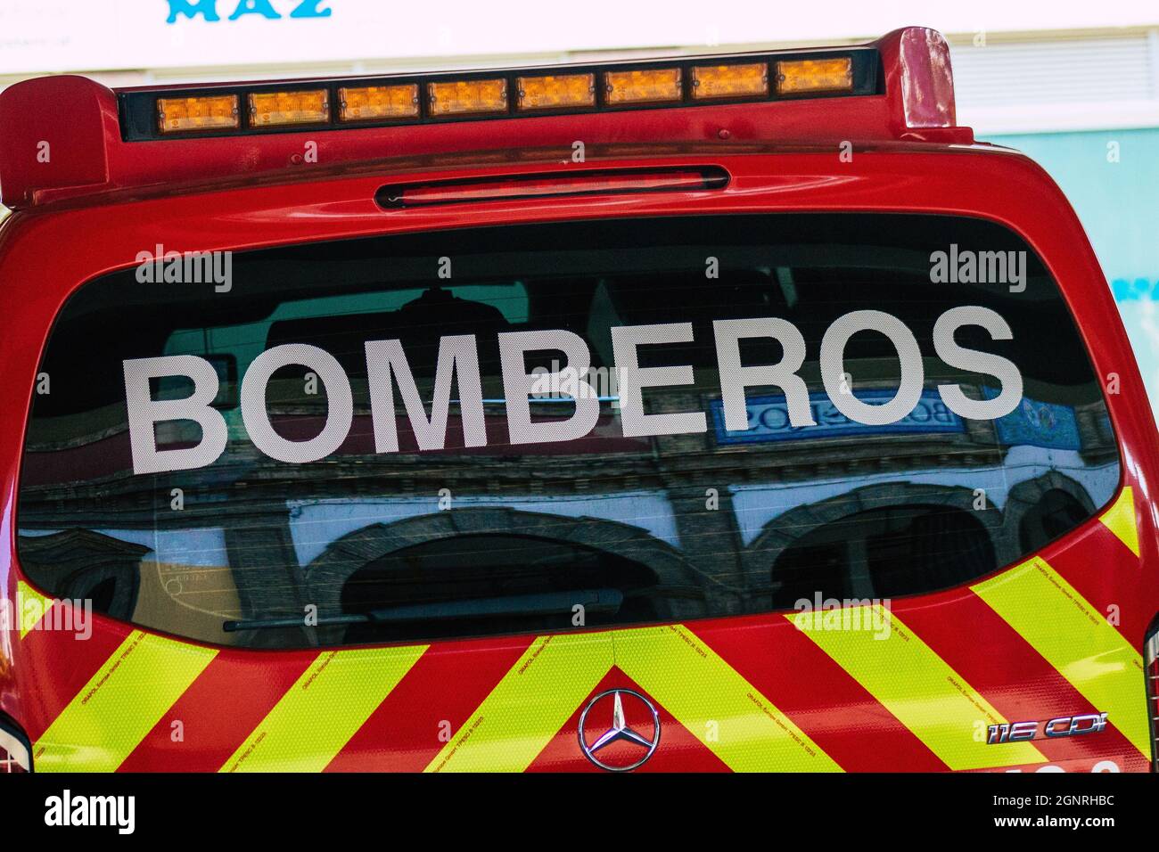 Seville Spain September 22, 2021 Fire engine parked at the fire station ...