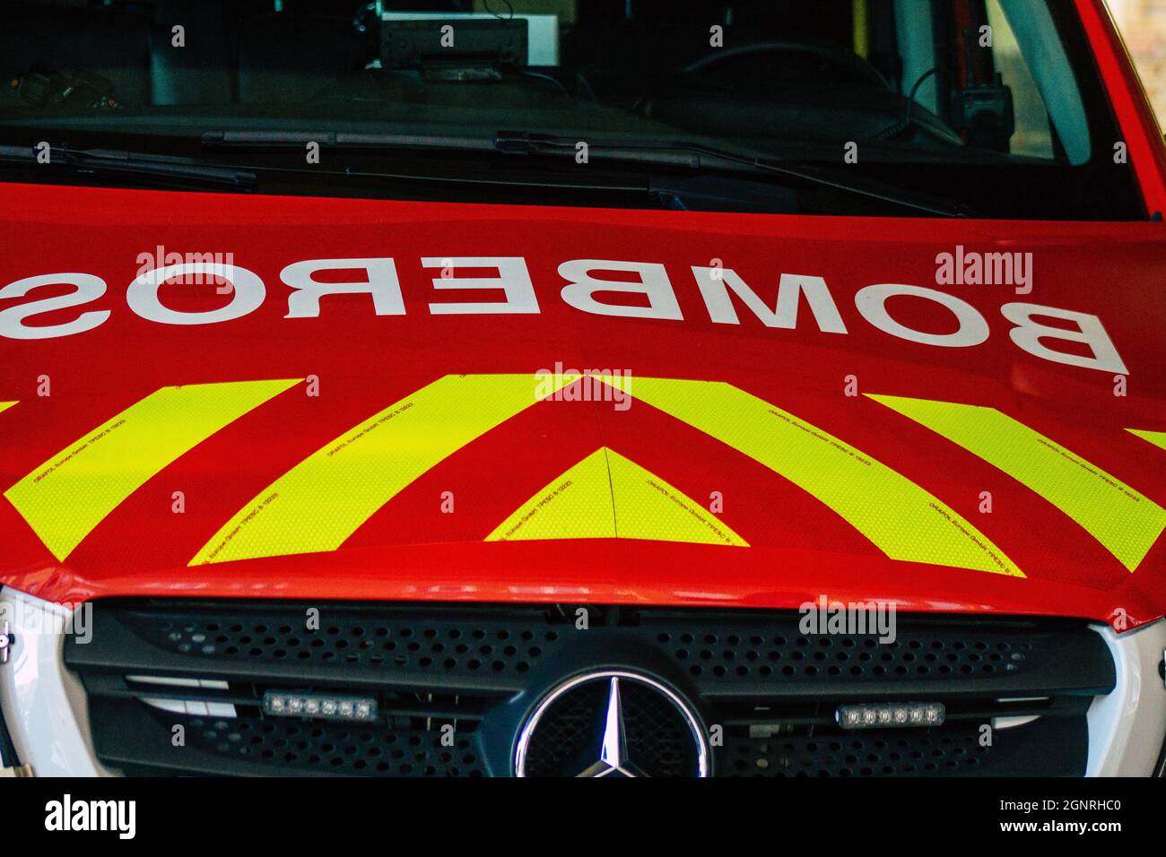 Seville Spain September 22, 2021 Fire engine parked at the fire station ...