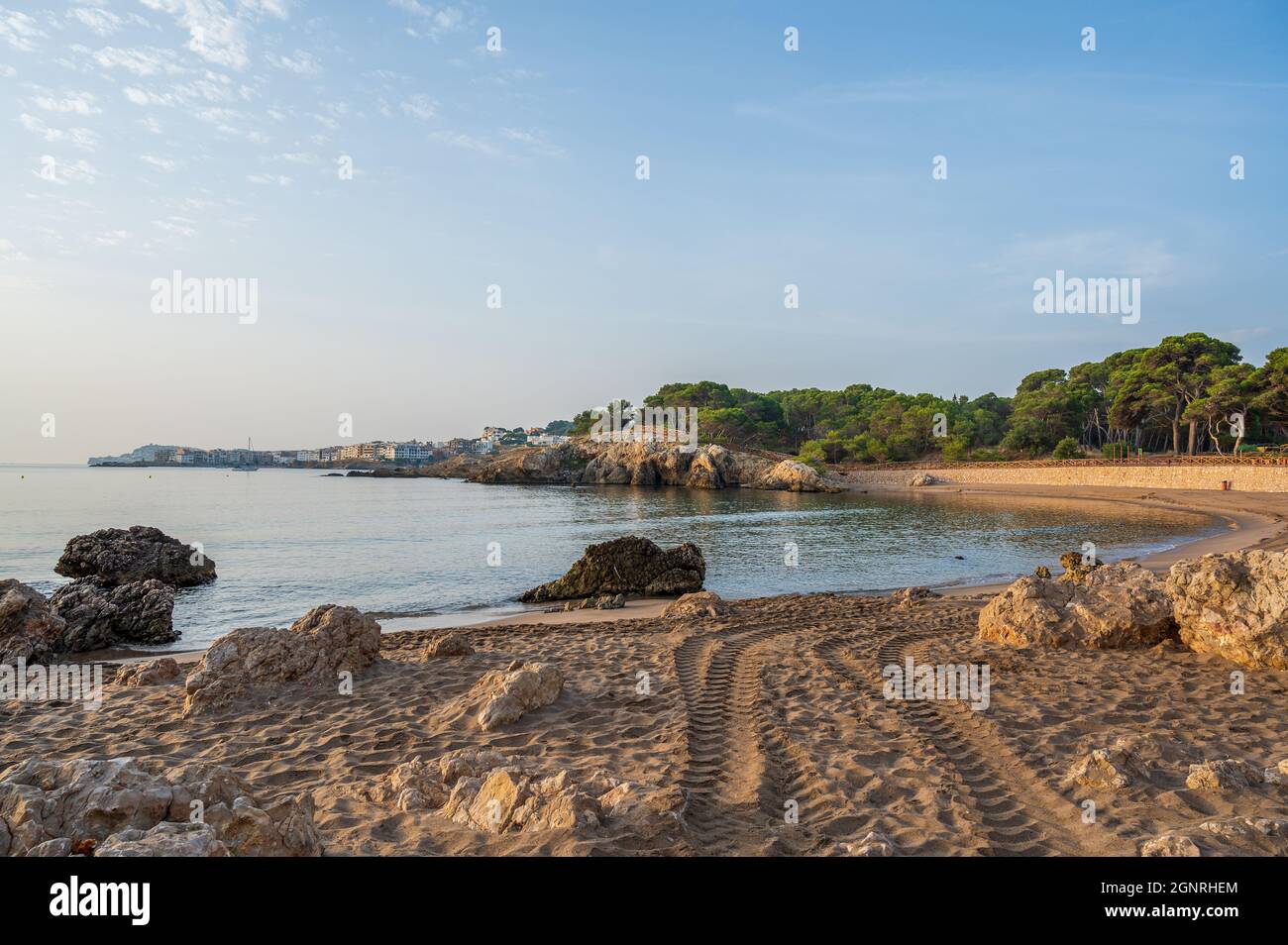 L'Escala catalonia Spain July 22 2019 Beach landscape panorama looking ...