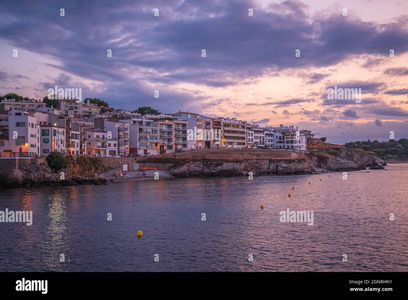 L'Escala catalonia Spain July 22 2019 ealy evening at the harbor side ...