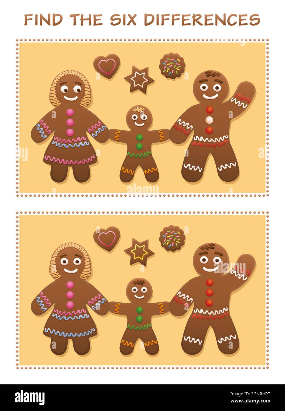 Find the six differences. Gingerbread family and cookies - cute and ...