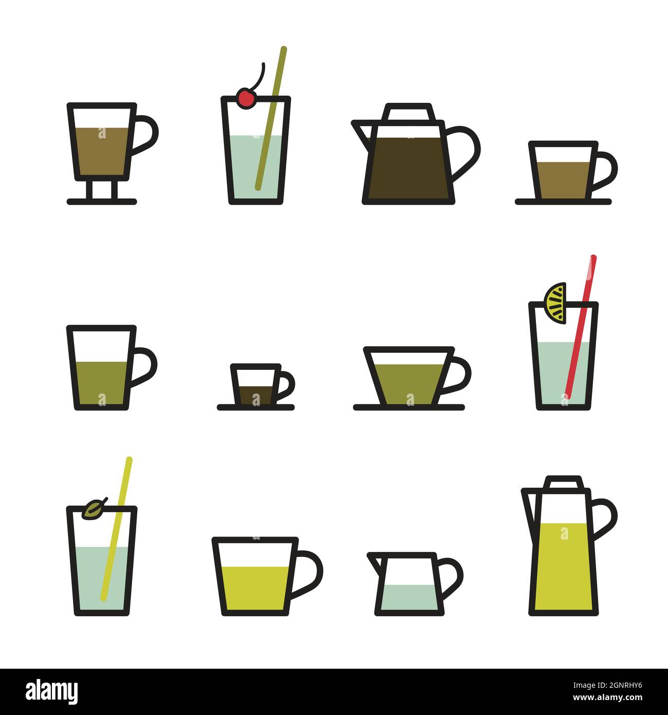 Coffee and tea set - vector illustration Stock Vector Image & Art - Alamy