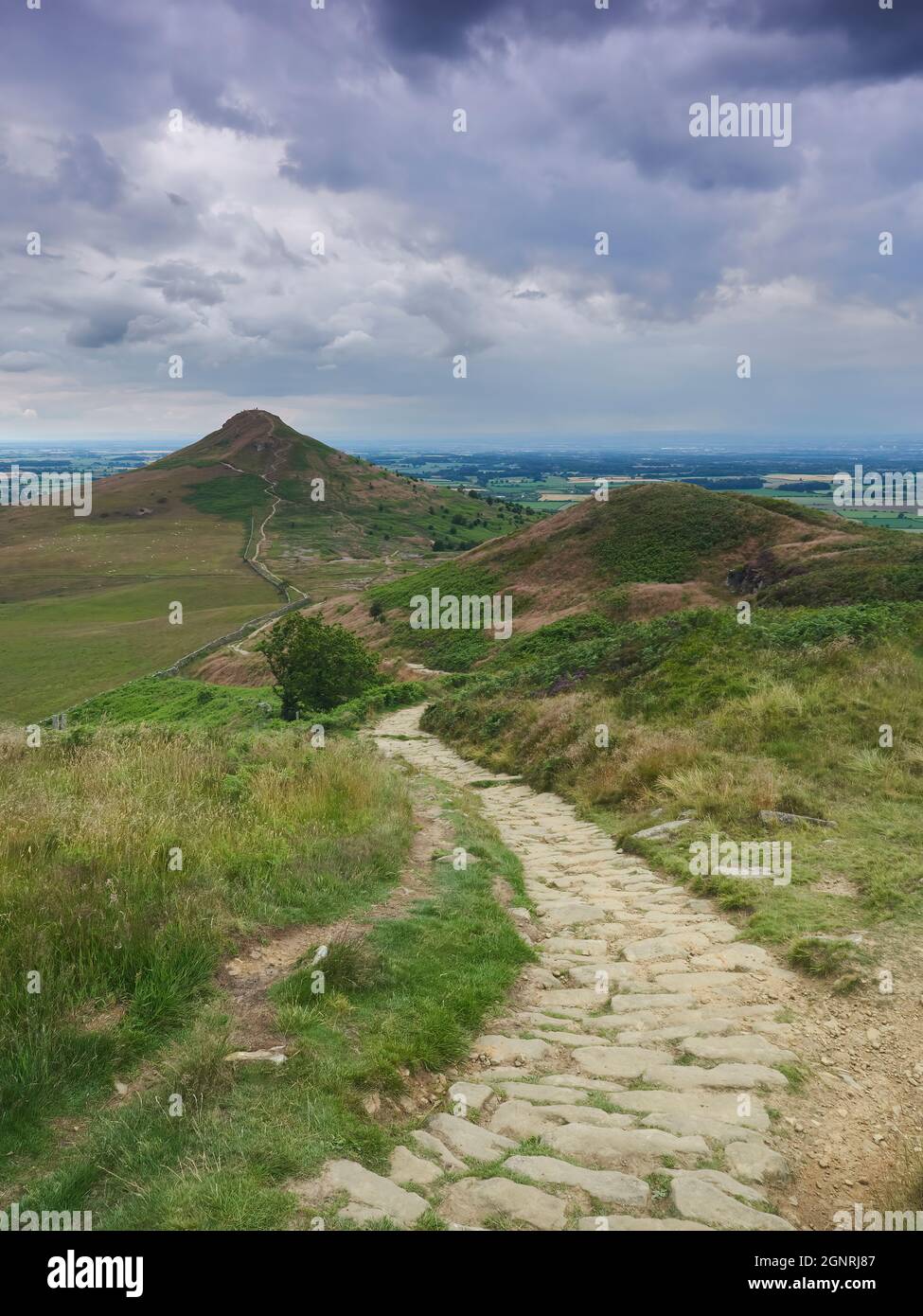 Roseberry Topping under a clouded sky, looking from the east side path ...
