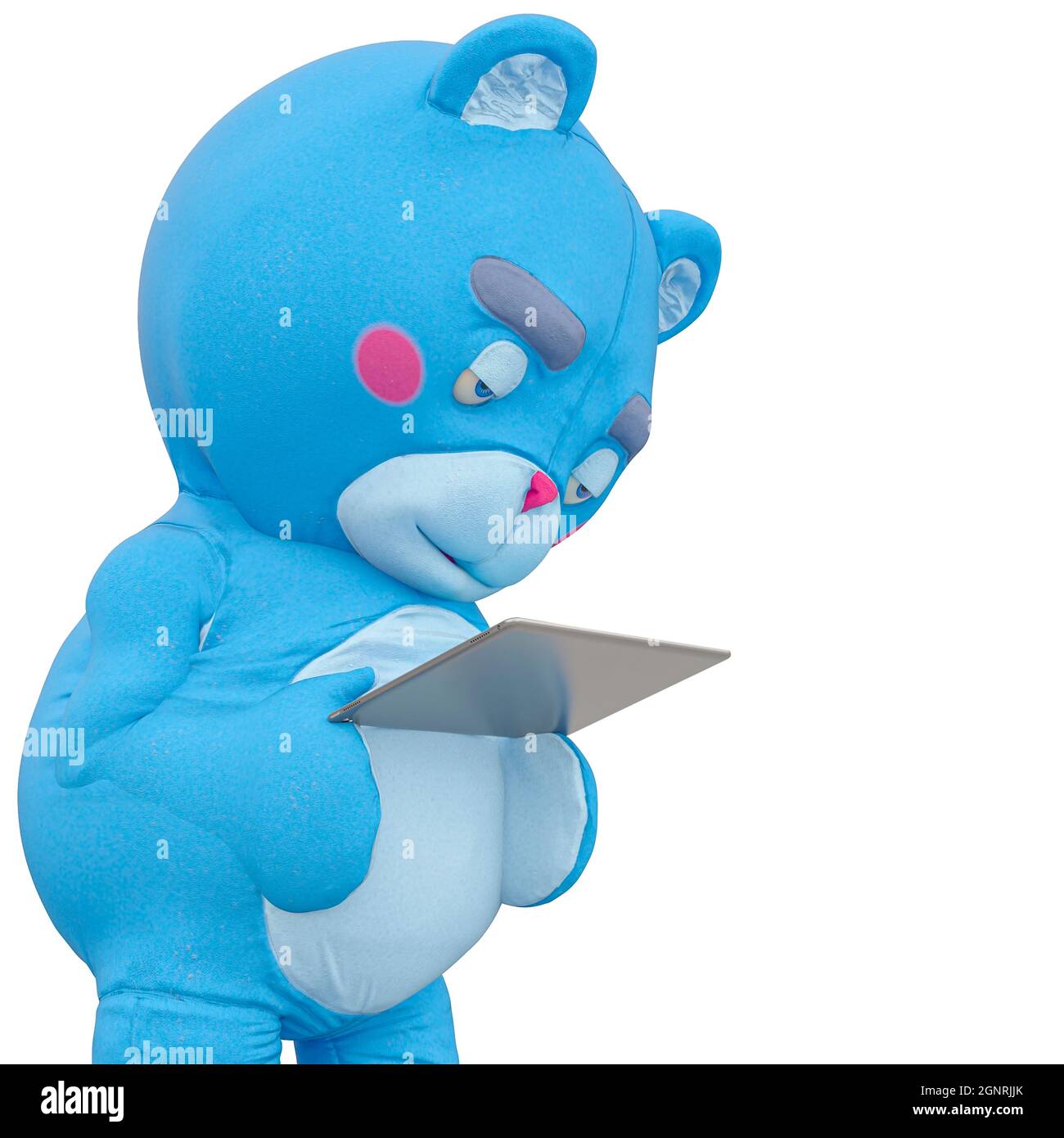 cute bear is holding a tablet, 3d illustration Stock Photo - Alamy