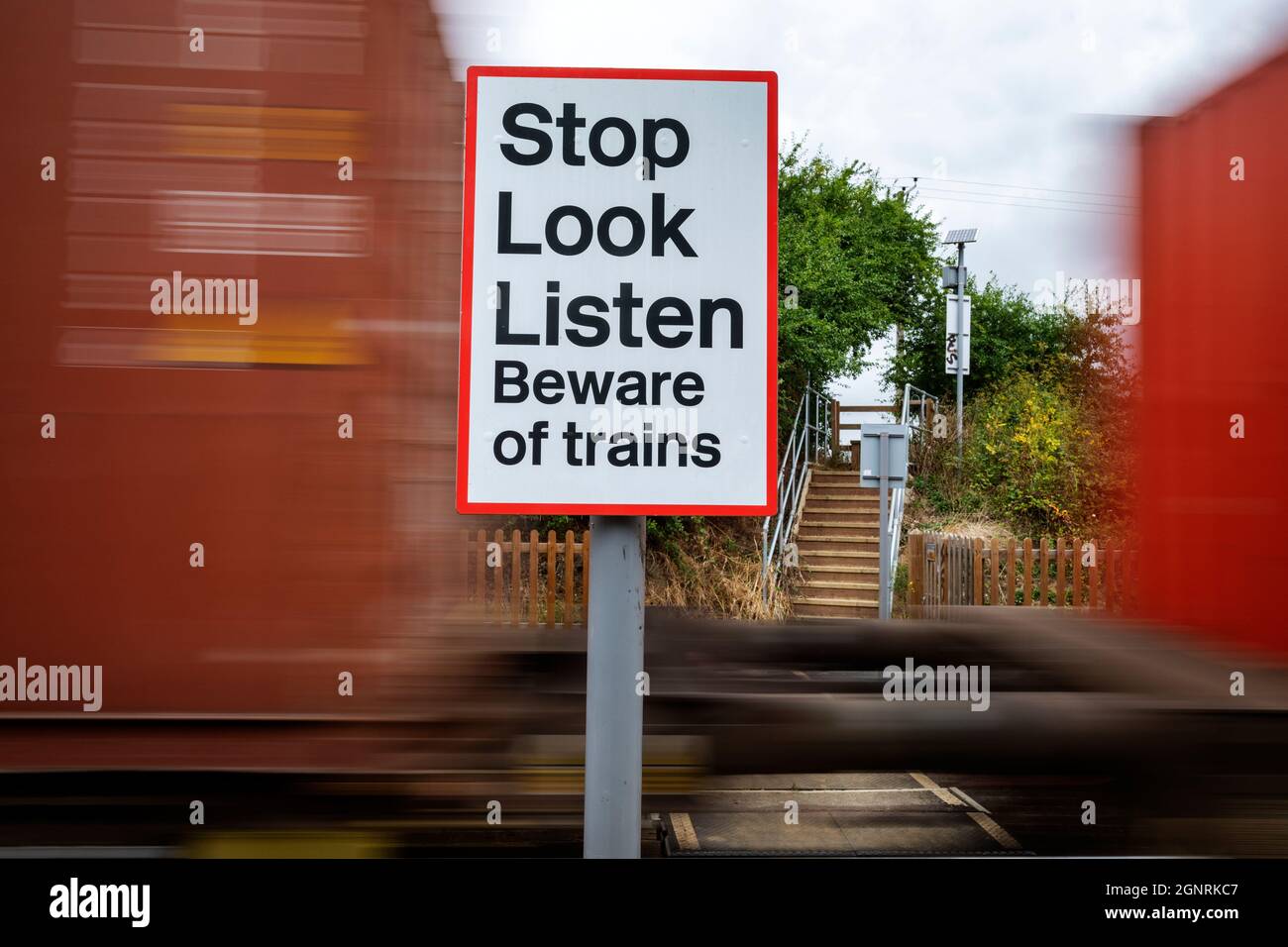 Railroad crossing stop look and listen hi-res stock photography and ...