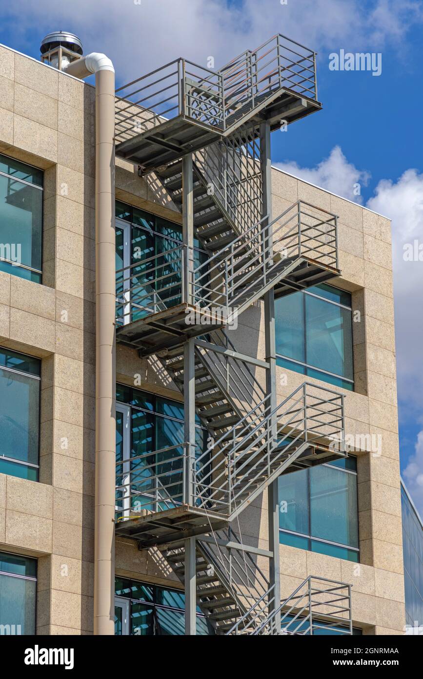 Fire Escape Stairs at Modern building Exterior Stock Photo - Alamy