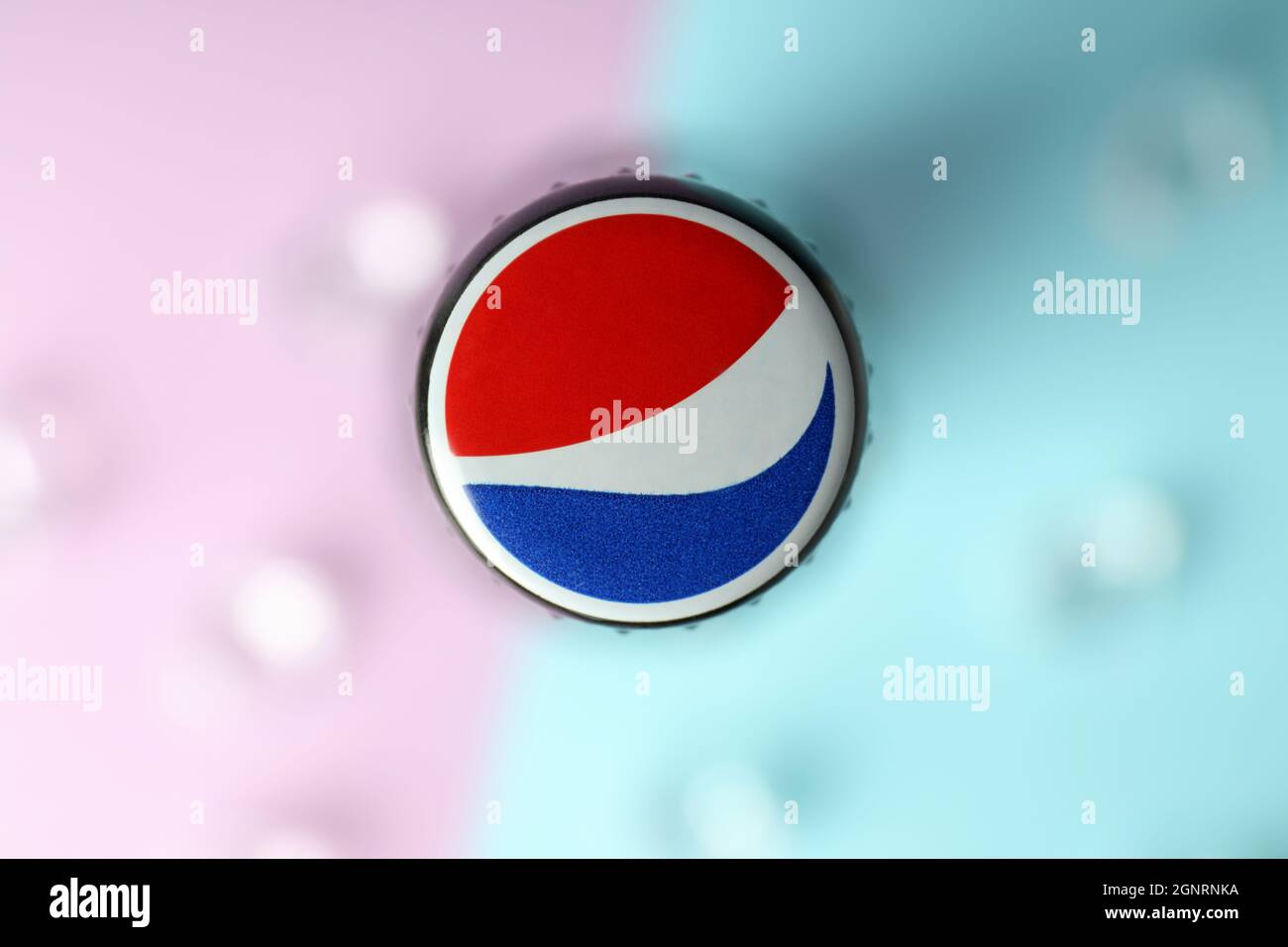 Odessa, Ukraine - September 23, 2021: Pepsi bottle on two tone ...