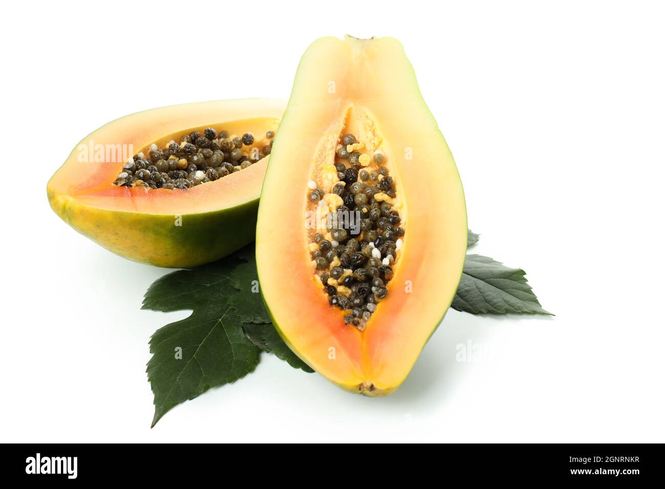 Fresh ripe papaya isolated on white background Stock Photo - Alamy