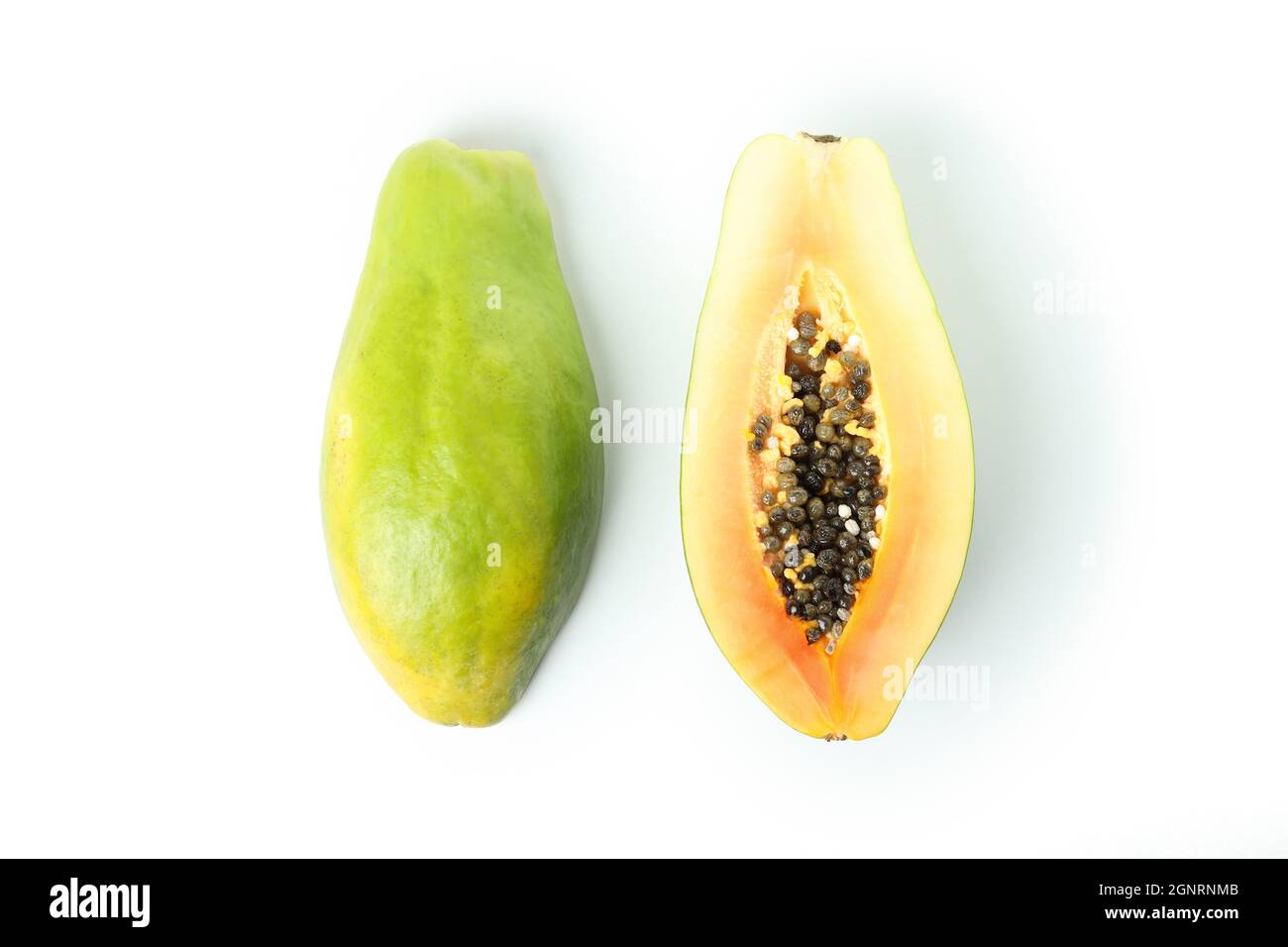 Fresh ripe papaya isolated on white background Stock Photo - Alamy