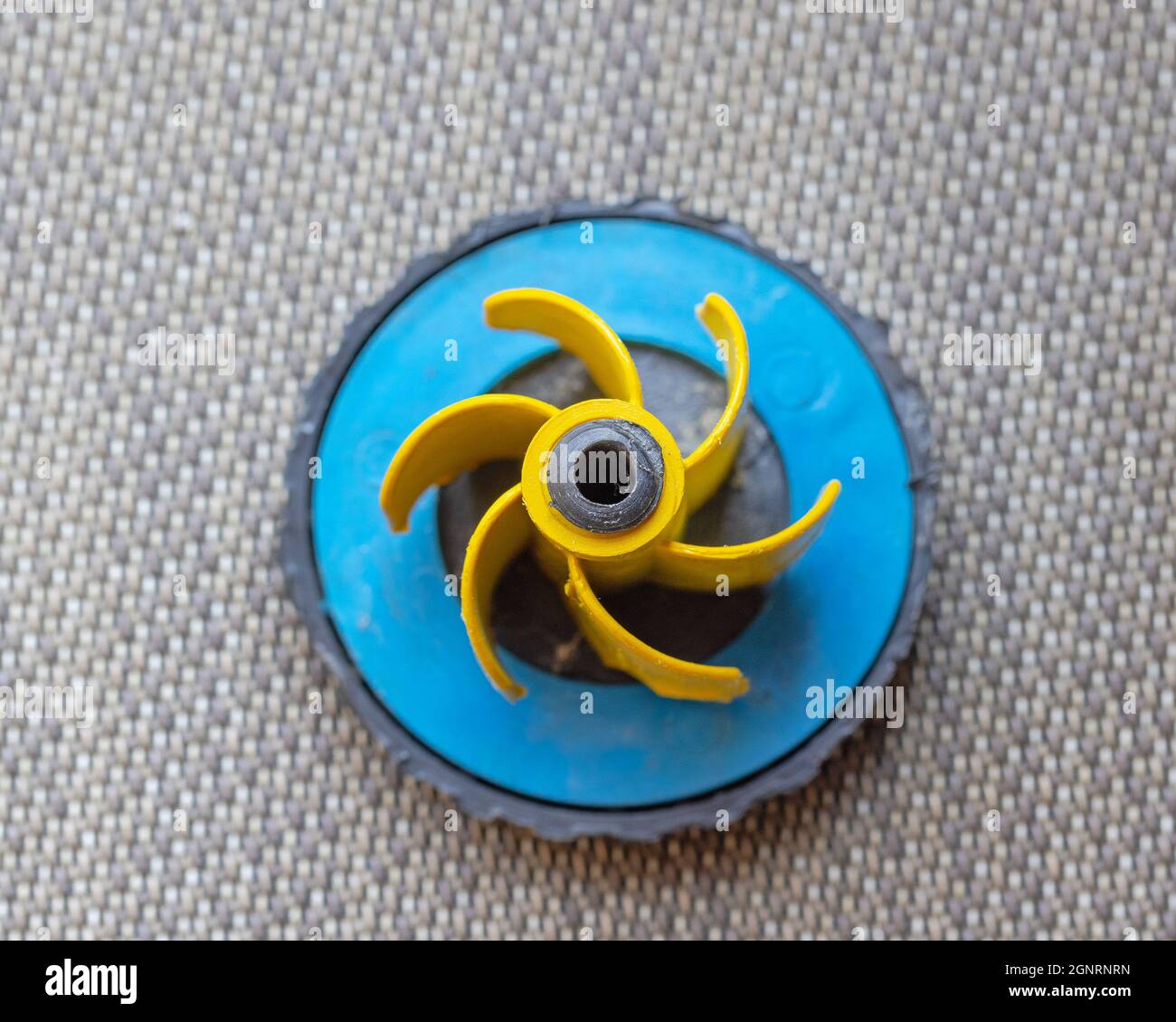 Plastic Fuel Cap With Yellow Rubber Top View Stock Photo - Alamy