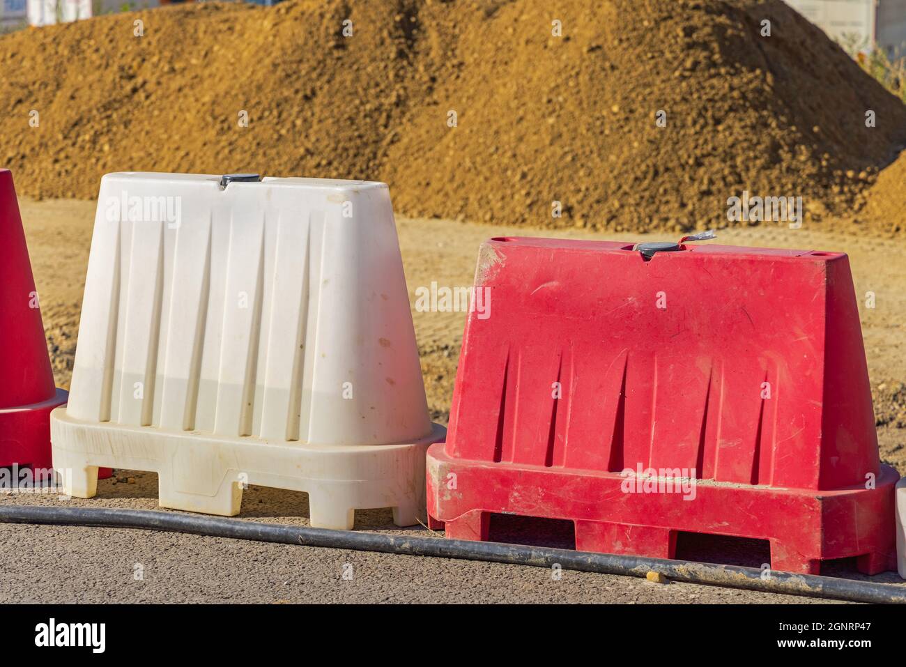 Water Filled Barriers at Road Construction Site Safety Stock Photo - Alamy