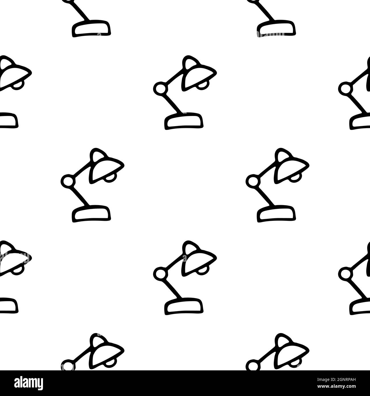 Seamless pattern with hand drawn lamp. Doodle style vector illustration ...