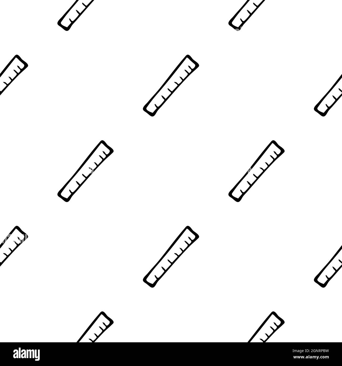 Seamless pattern with hand drawn ruler. Doodle style vector ...