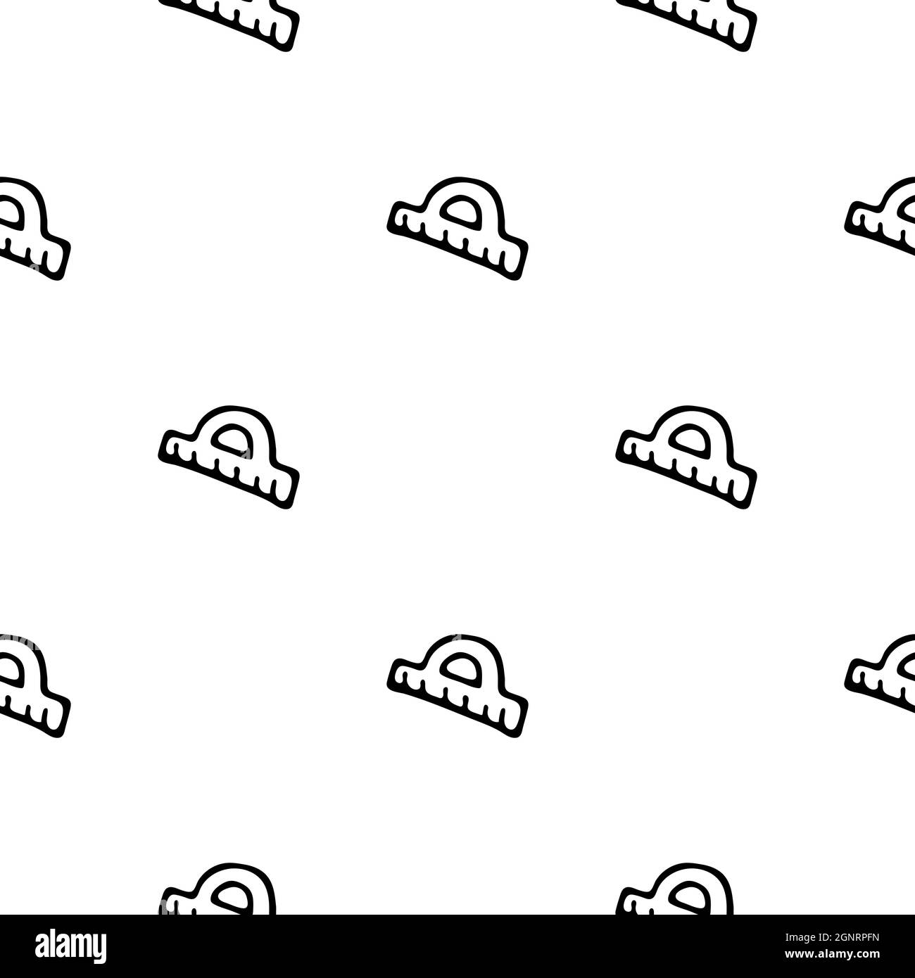 Seamless pattern with hand drawn ruler. Doodle style vector ...