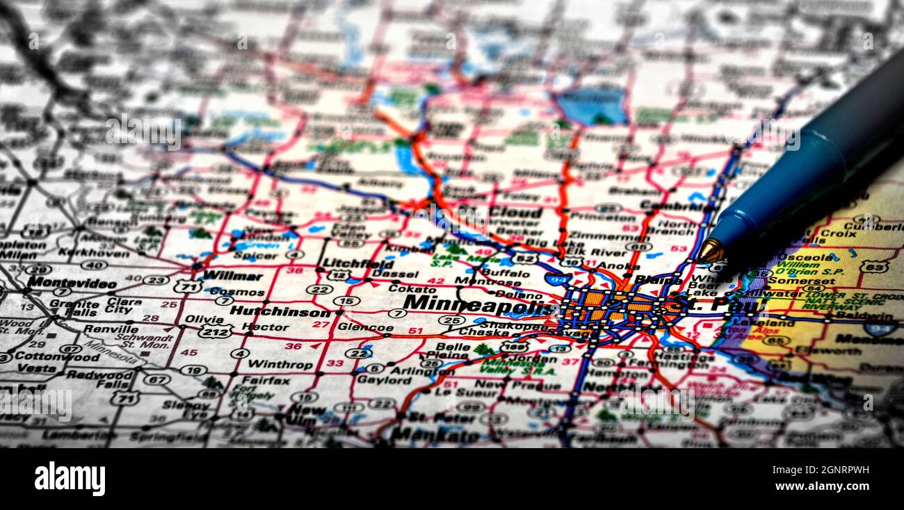 Map of minneapolis minnesota hi-res stock photography and images - Alamy