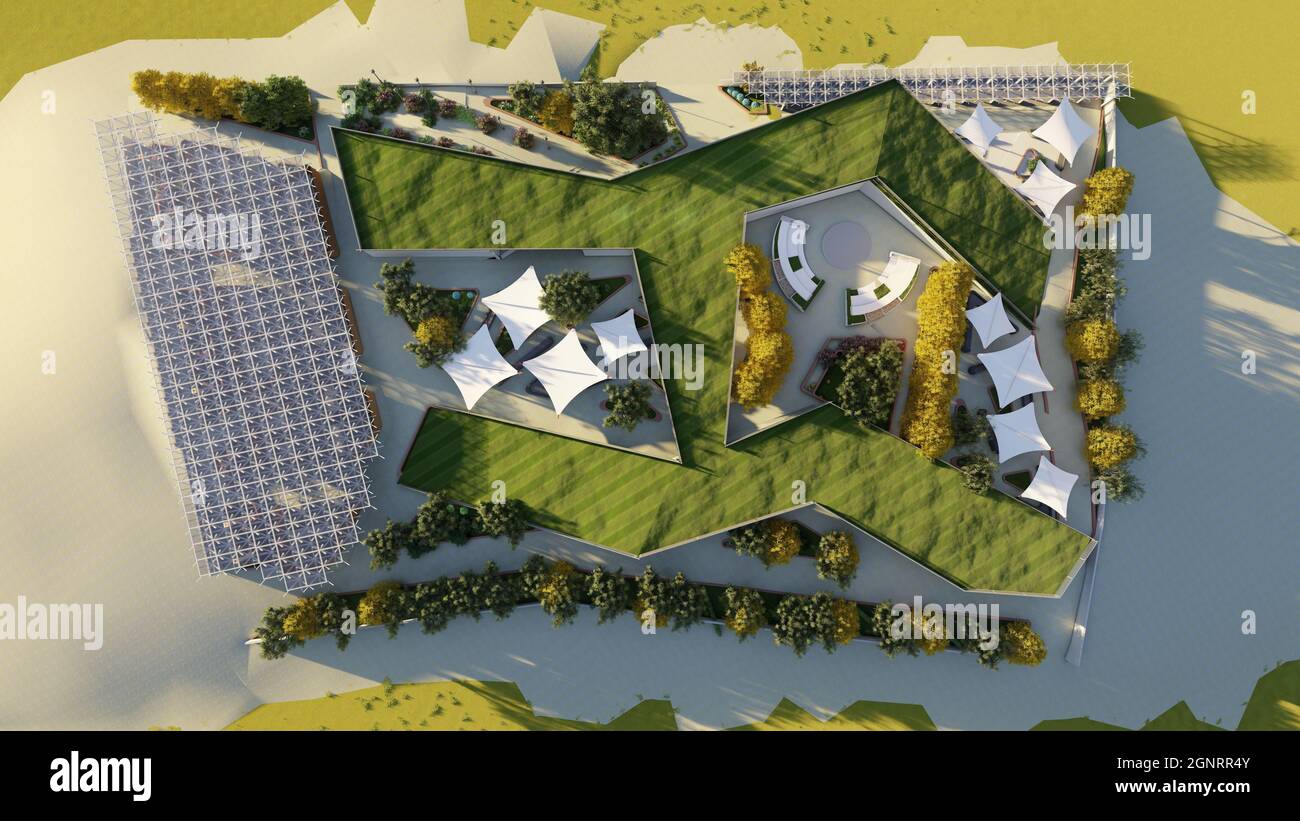 three dimensional top view illustration of a park Stock Photo - Alamy