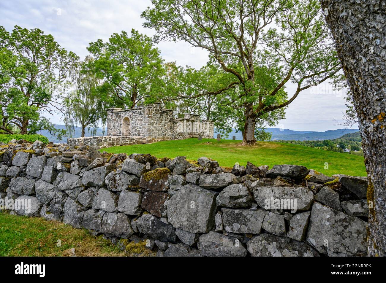 Holla church ruins in Ulefoss, Telemark county, Norway, dates back to ...