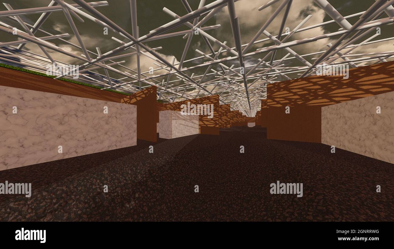 three dimensional illustration of space frame structure Stock Photo - Alamy
