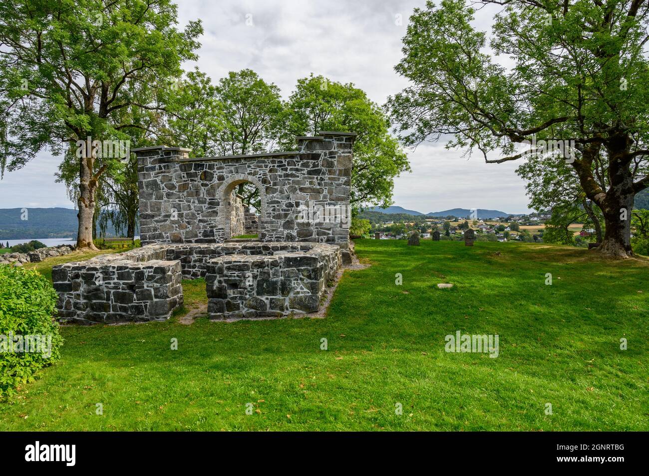 Holla church ruins in Ulefoss, Telemark county, Norway, dates back to ...