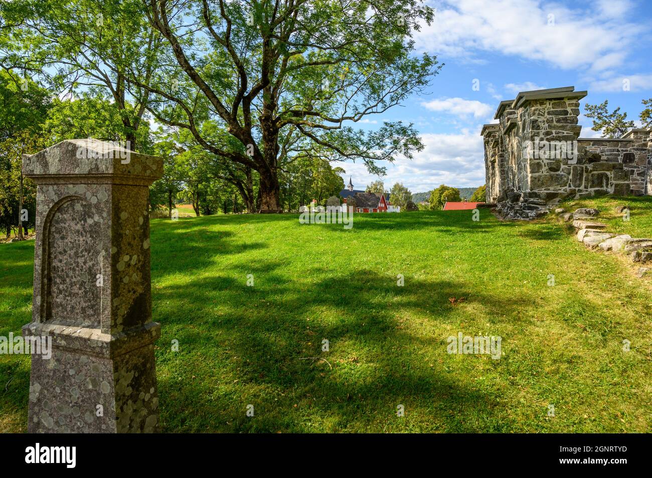 Holla church ruins in Ulefoss, Telemark county, Norway, dates back to ...