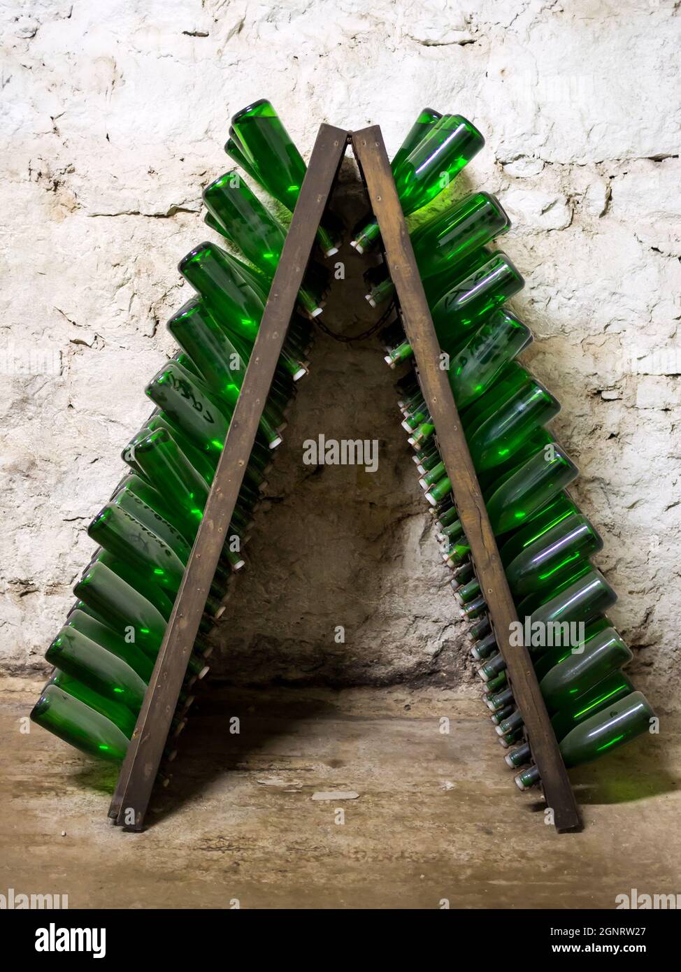 Rack for remuage of champagne Stock Photo - Alamy