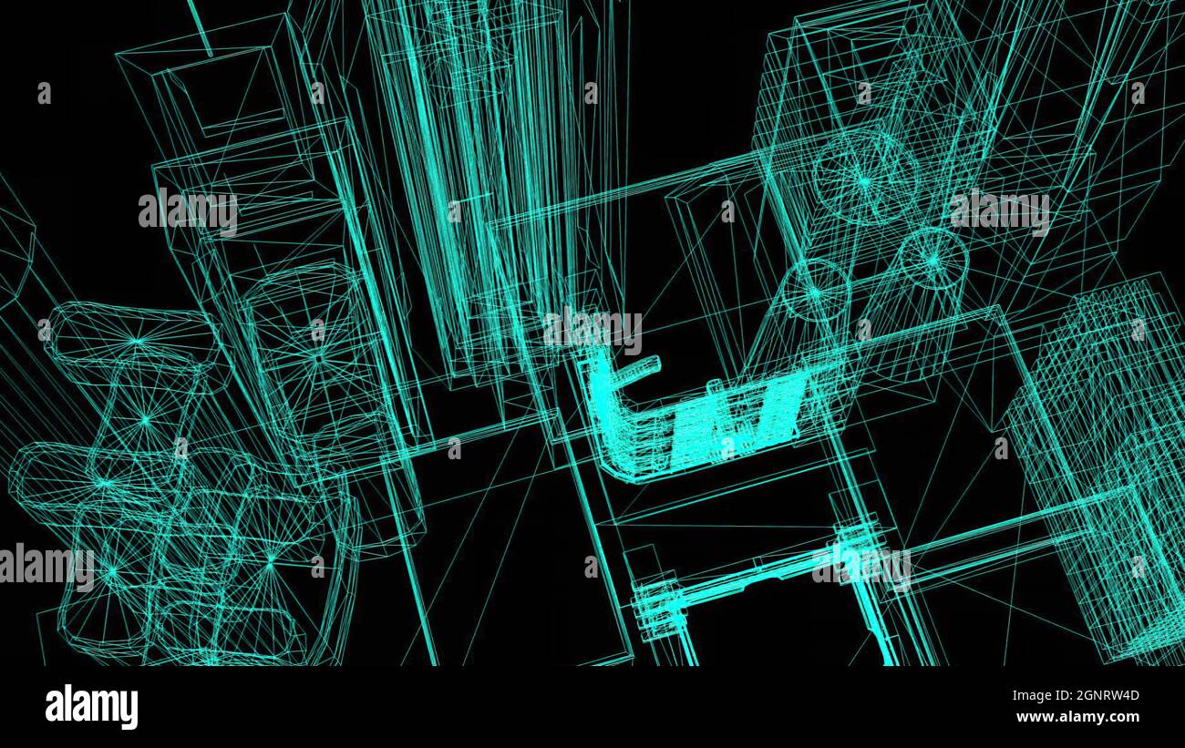 3d illustration - Technical Drawing of floor design being drawn with ...
