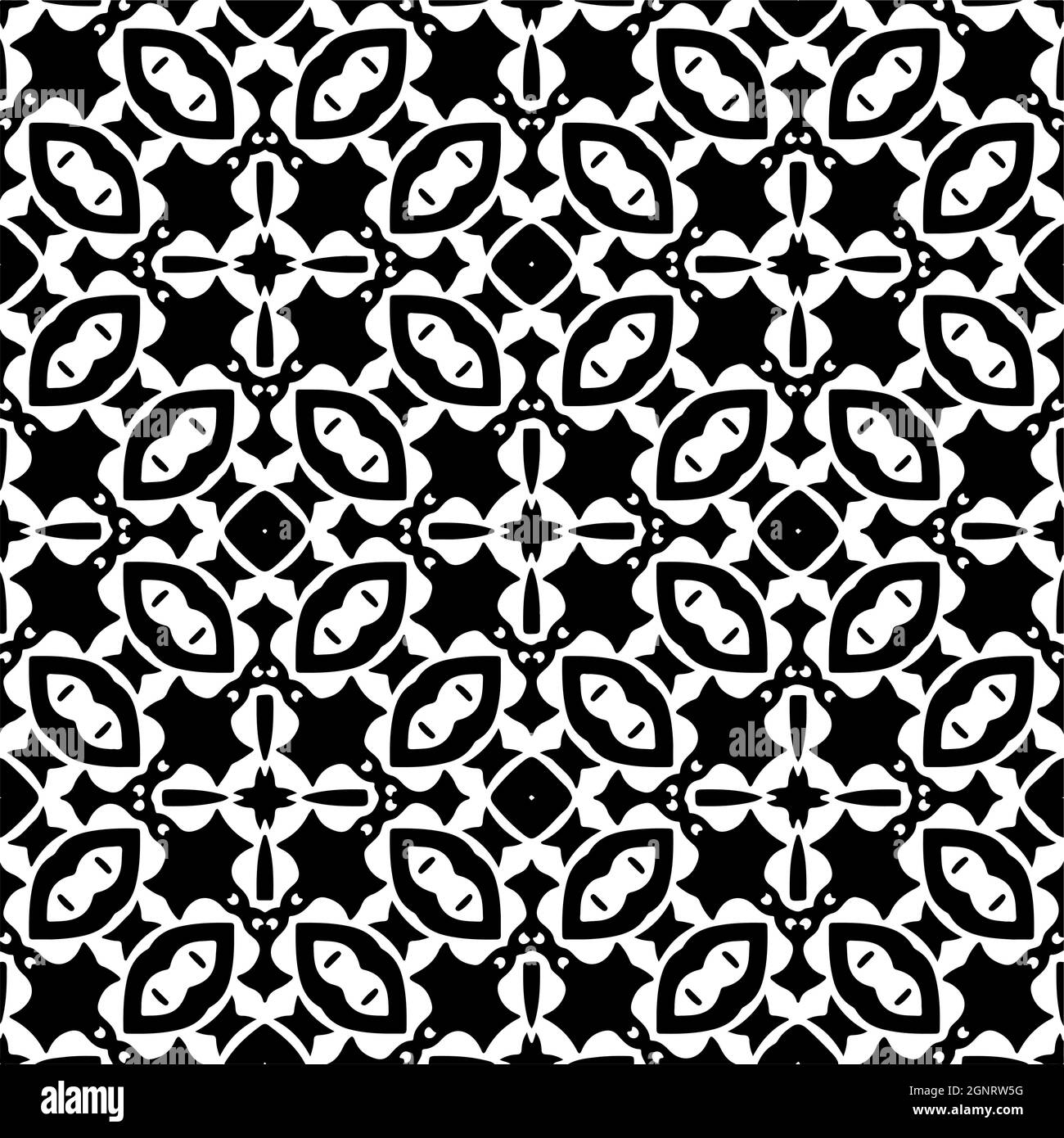 Flower geometric pattern. Seamless vector background. White and black ...