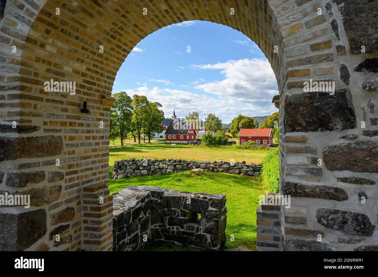 Holla church ruins in Ulefoss, Telemark county, Norway, dates back to ...