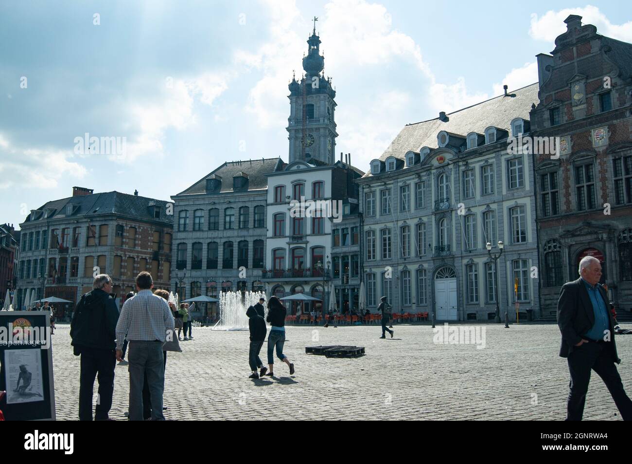 Mons city - Belgium - May 7 2012: Beautiful town square View historic ...
