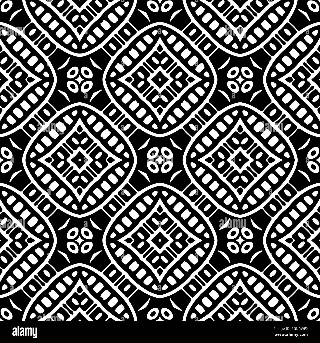 Flower geometric pattern. Seamless vector background. White and black ...