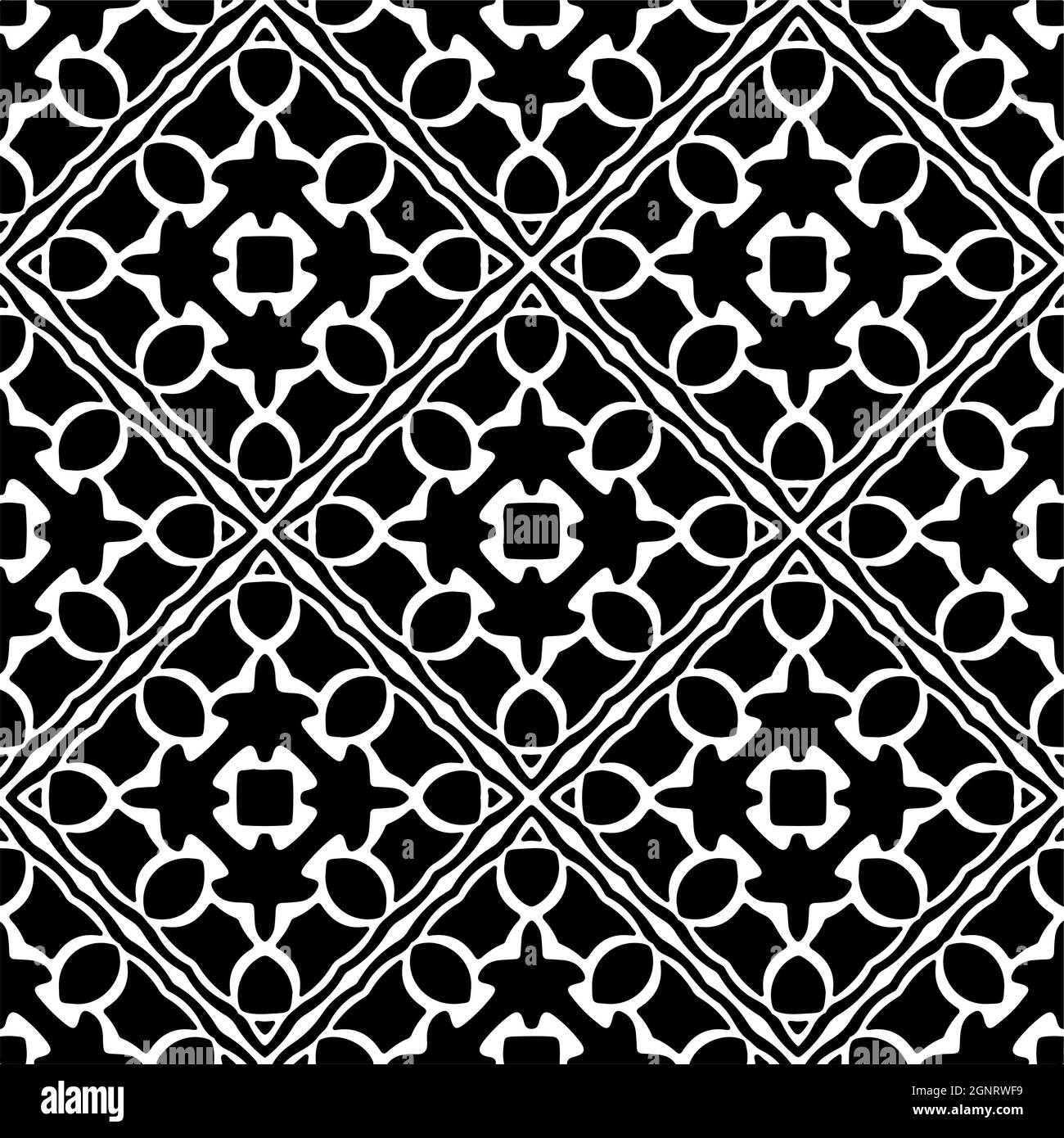 Flower geometric pattern. Seamless vector background. White and black ...