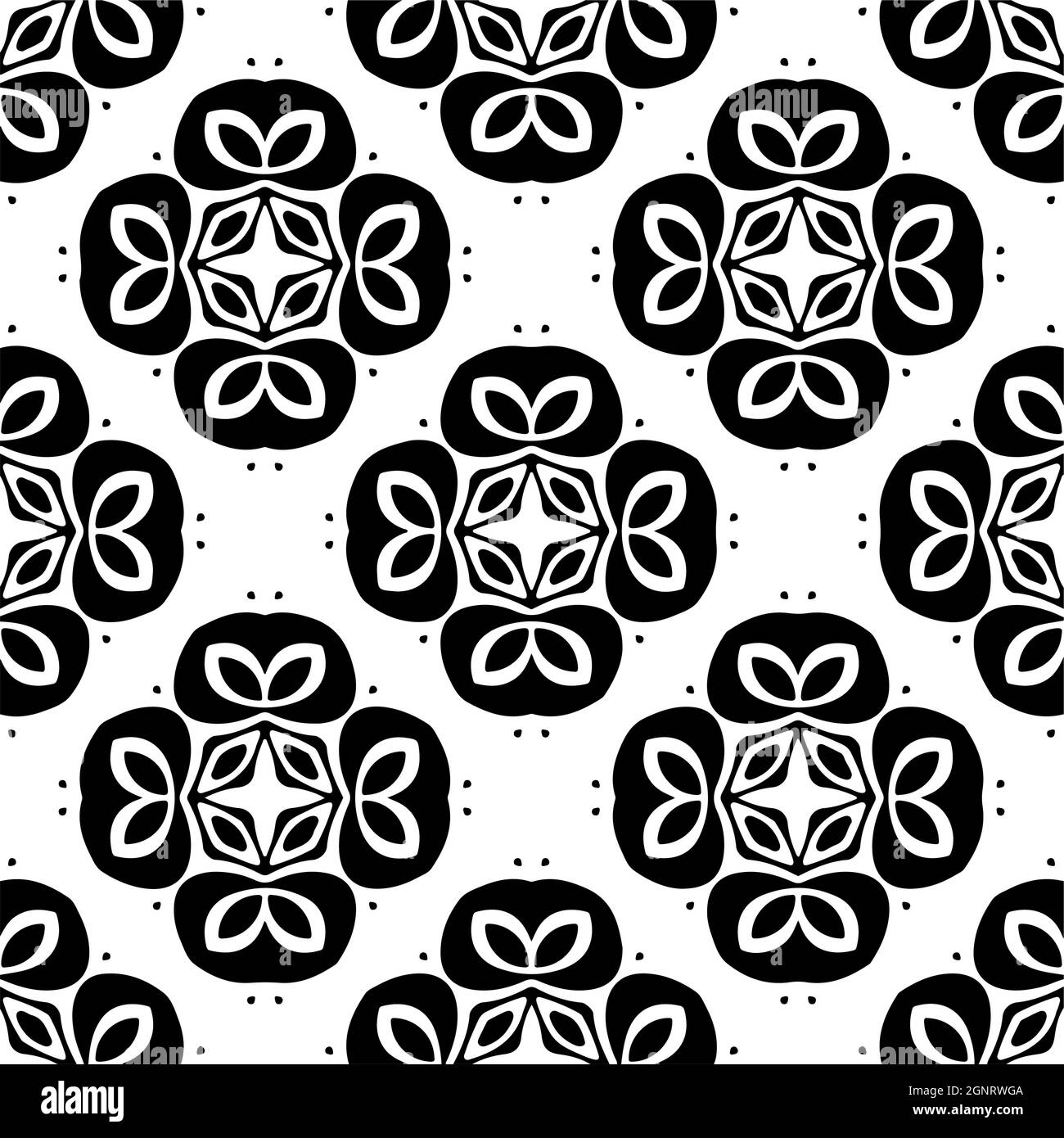 Flower geometric pattern. Seamless vector background. White and black ...