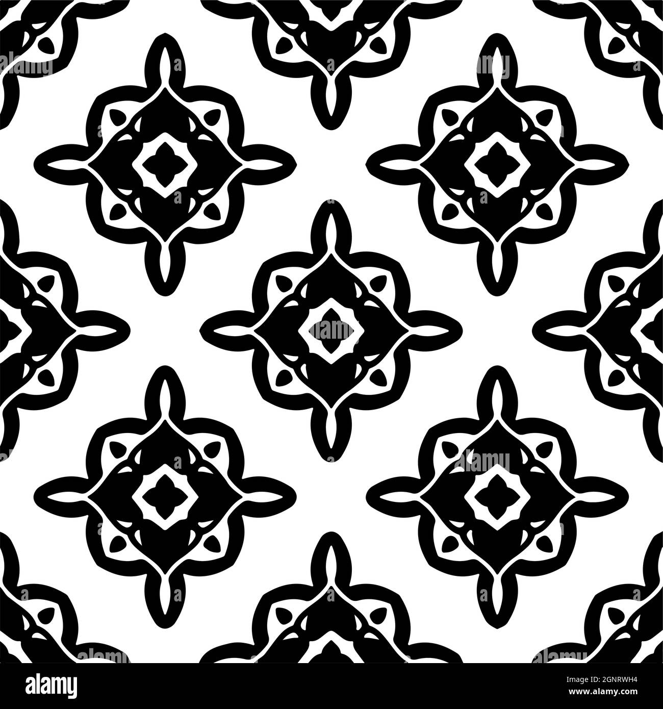Flower geometric pattern. Seamless vector background. White and black ...